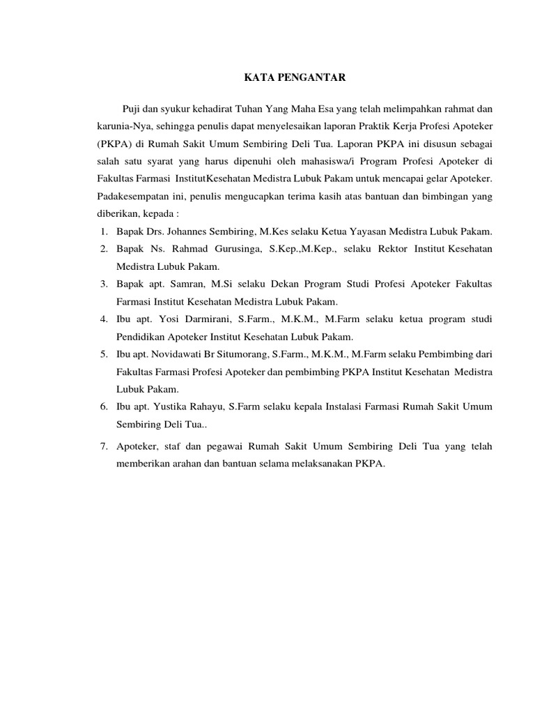 Laporan PKPA Apoteker RS Sembiring | PDF | Kesehatan Holistik