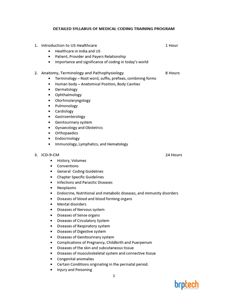 Detailed Syllabus Medical Coding | PDF | Injury | Health Care