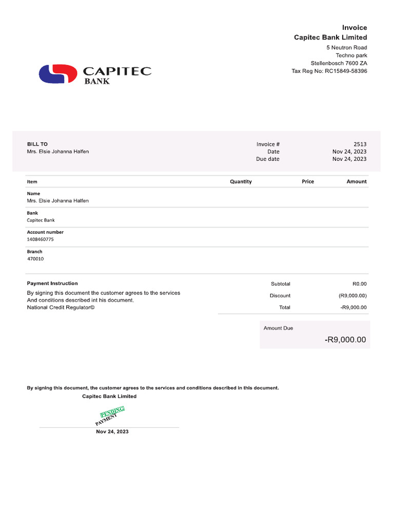 Capitec Receipt - Mrs Elsie Johanna | PDF