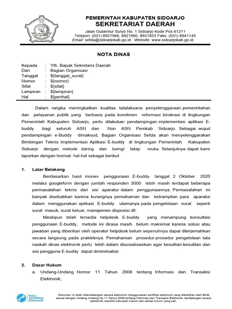 Nota Dinas Rencana Kegiatan | PDF