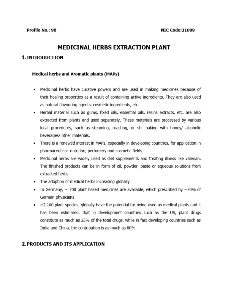 Medicinal Herbs Extraction Unit | PDF