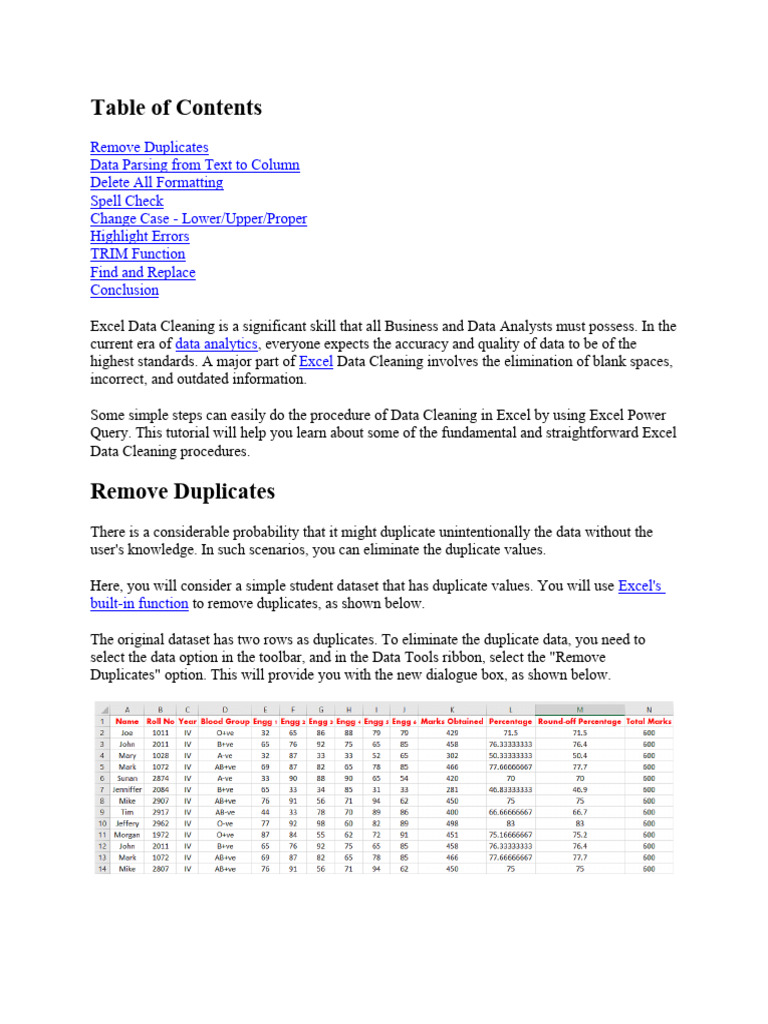 Cleaning Data In Excel Pdf Microsoft Excel Spreadsheet