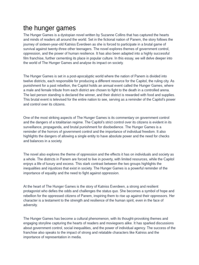 The Hunger Games | PDF | Mystery, Thriller & Crime Fiction | Young Adult