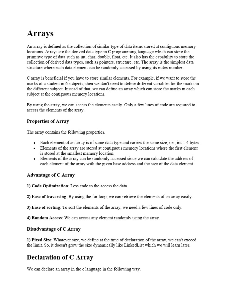 C Array | PDF | Information Technology | Data