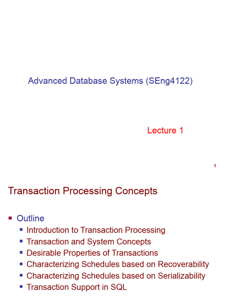 Chapter 1 - Transaction Processing and MGT | PDF | Database Transaction | Acid