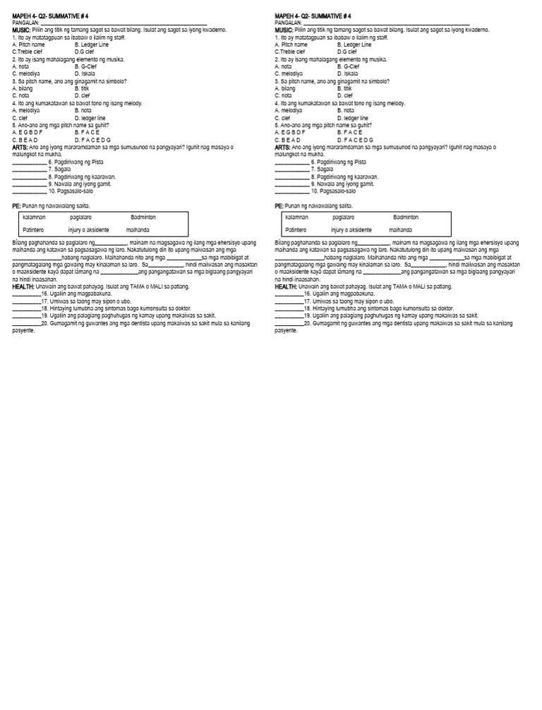 Mapeh q2 Summative 3 | PDF