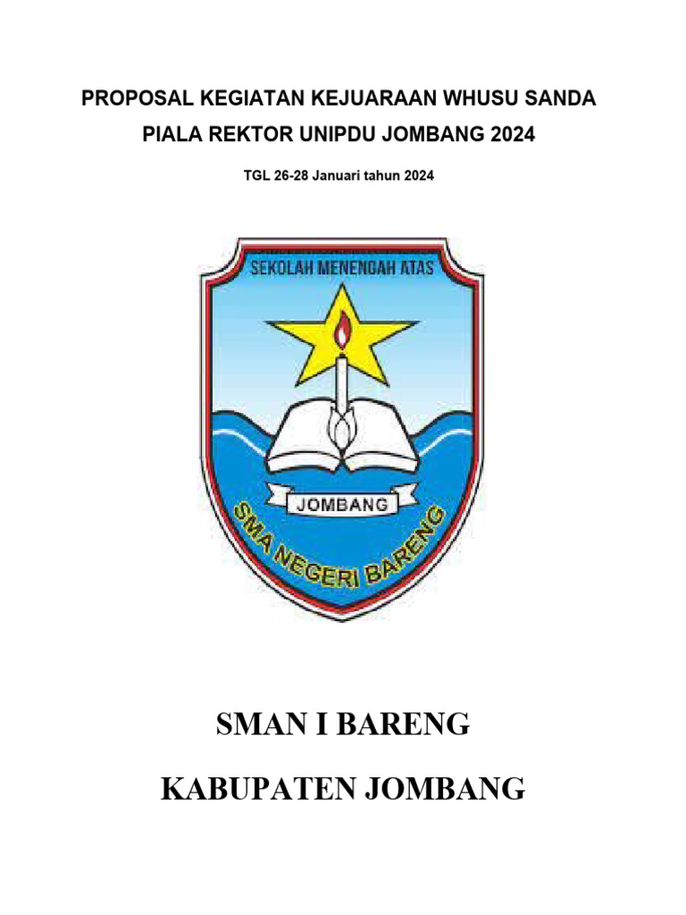Proposal Kegiatan Kejuaraan Whusu Sanda Piala Rektor Unipdu Jombang 2024 | PDF