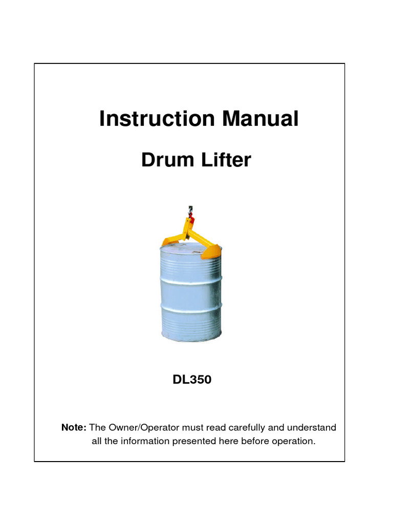 Manual Drum Lifter Instruction Guide | PDF | History