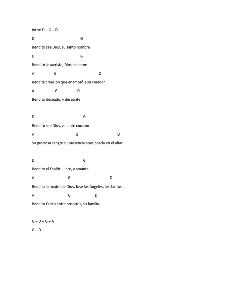 Letras y acordes de "Bendito" | PDF