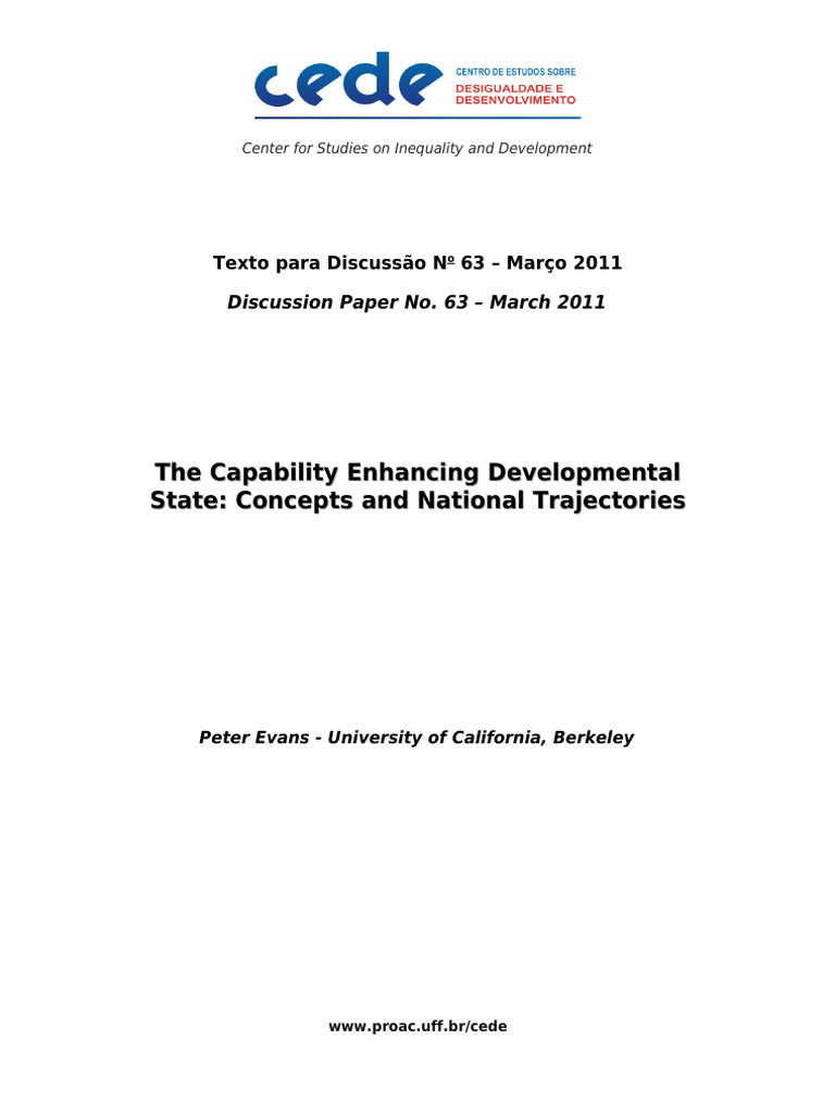 The Capability Enhancing Developmental State - Concepts and National ...