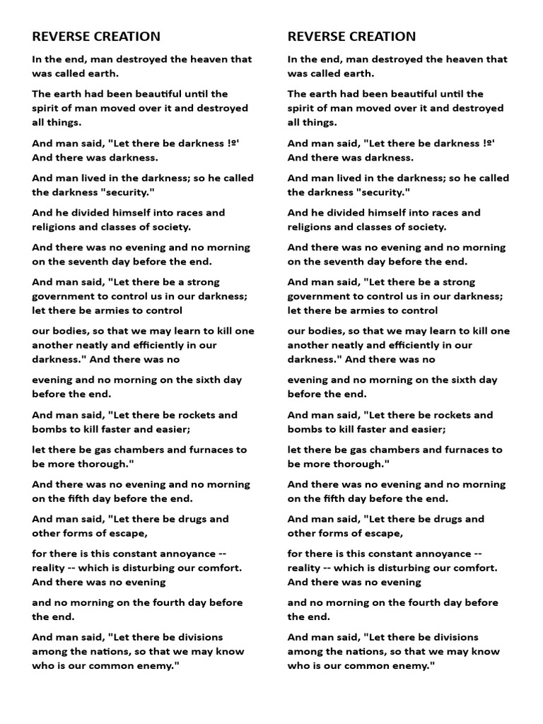 Reverse Creation | PDF | Religious Belief And Doctrine Reverse Creation | PDF | Religious Belief And Doctrine