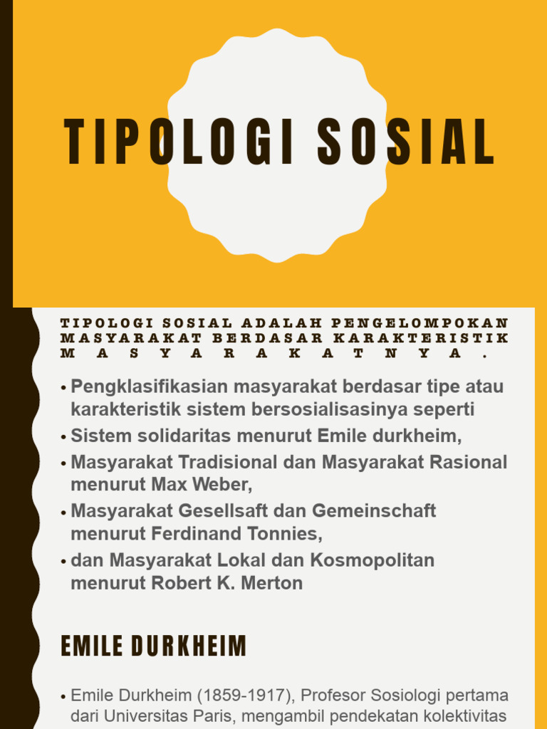 Sosiologi Tipologi Sosial | PDF