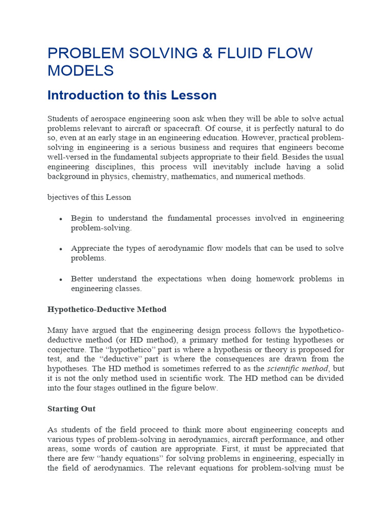 Problem Solving & Fluid Flow Models: Introduction To This Lesson | PDF | Gases | Aerodynamics