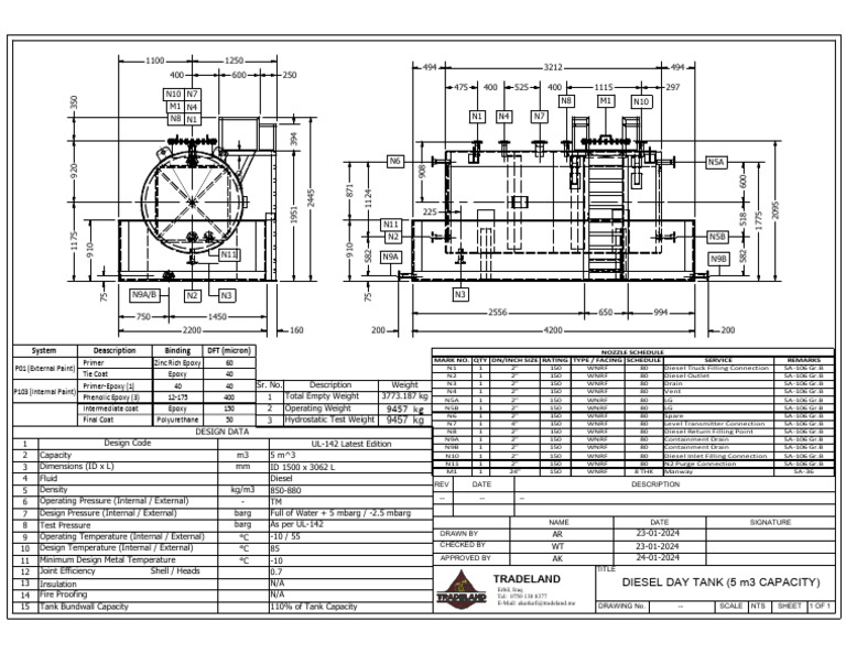 Diesel Day Tank Specifications 5m3 | PDF | Materials | Civil Engineering