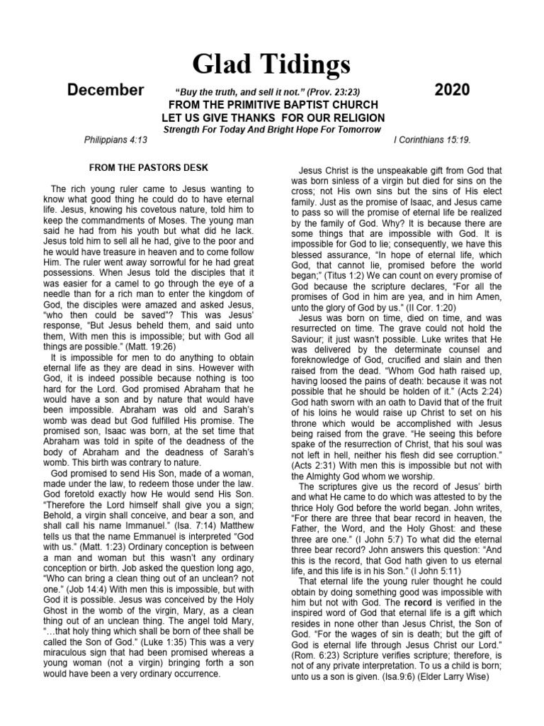 Glad Tidings 2020 12 | PDF