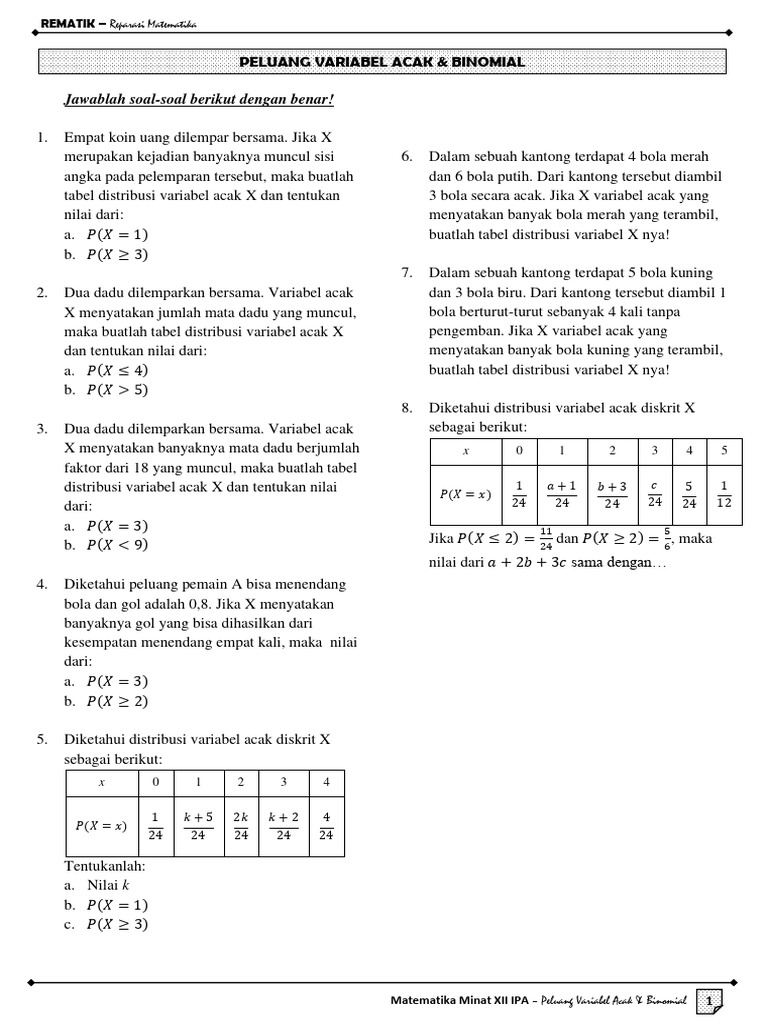 Peluang Variabel Acak & Binomial | PDF