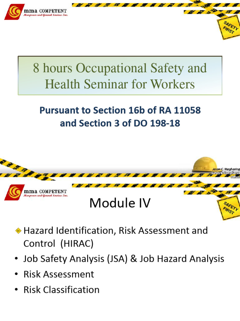 8 Hours OSH Seminar For Worker 4 | PDF | Risk | Hazards