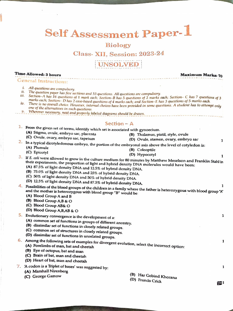 Oswal Unsolved Paper 1-3 | PDF