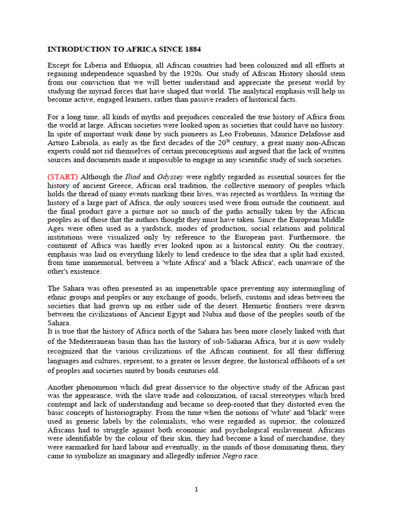 Introduction To Africa Since 1884 | PDF | Africa | Colonialism