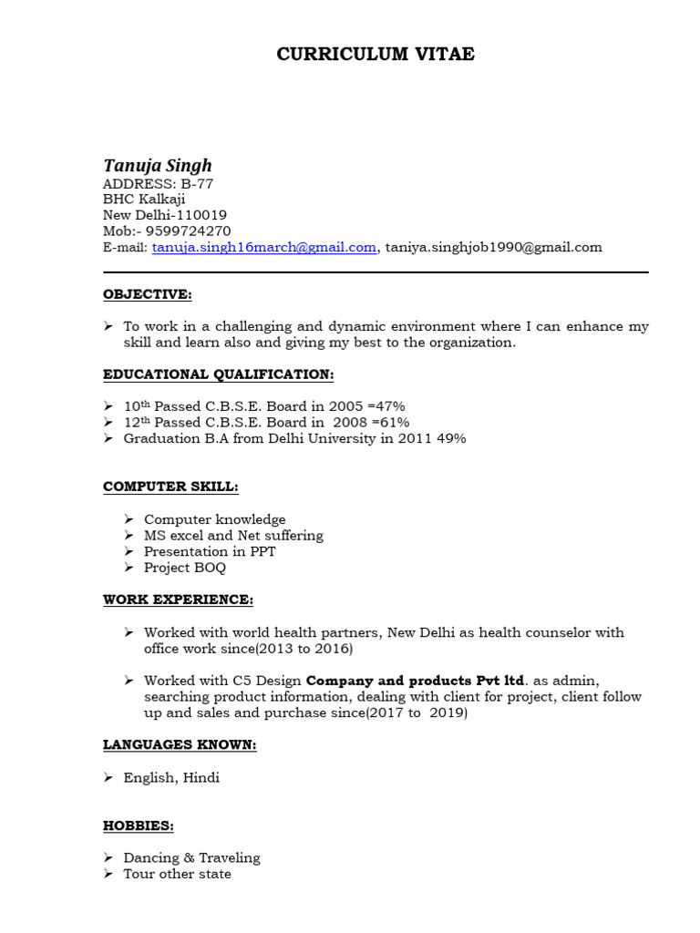 Tanuja Resume 2020 | PDF