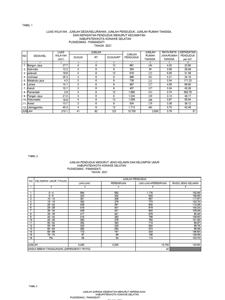 Pusk - Pamandati - Tabel Profil Tahun 2021-Ok | PDF