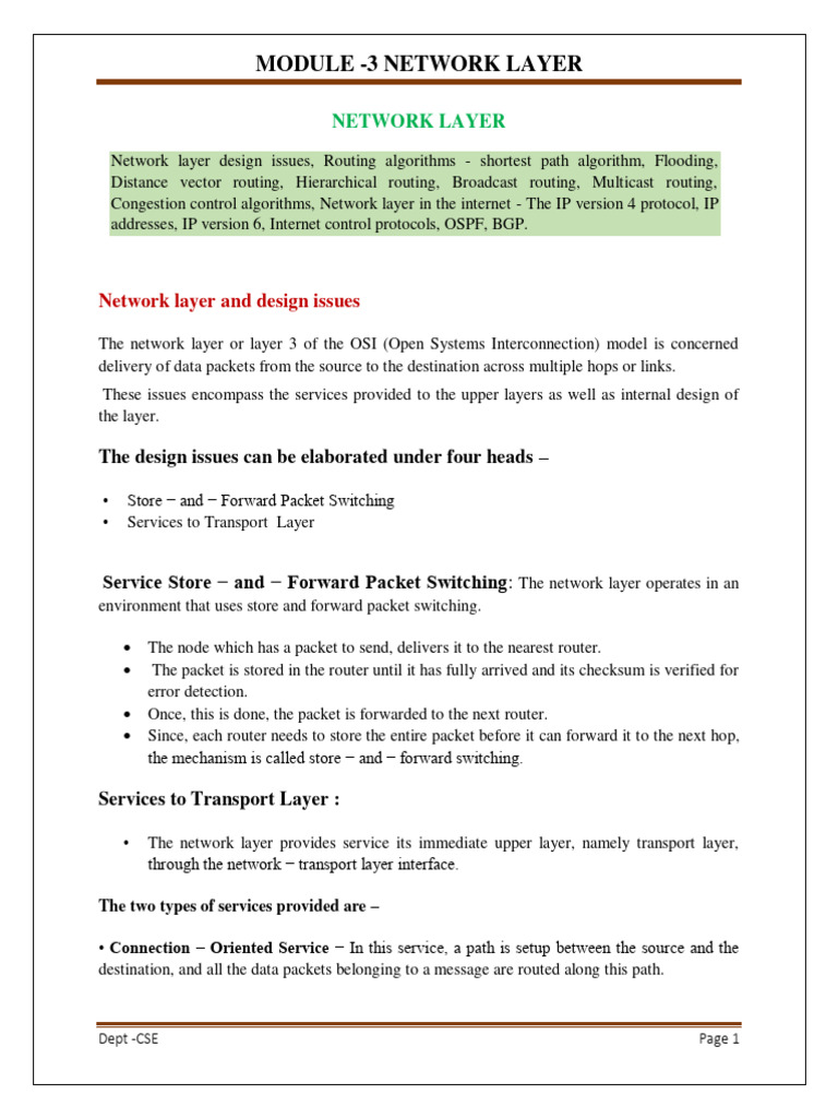 Module - 3 Network Layer | PDF | Network Congestion | Routing