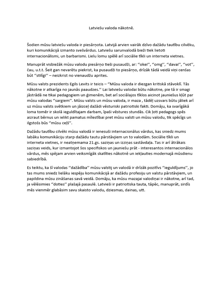 Latviešu Valoda Nākotnē | PDF