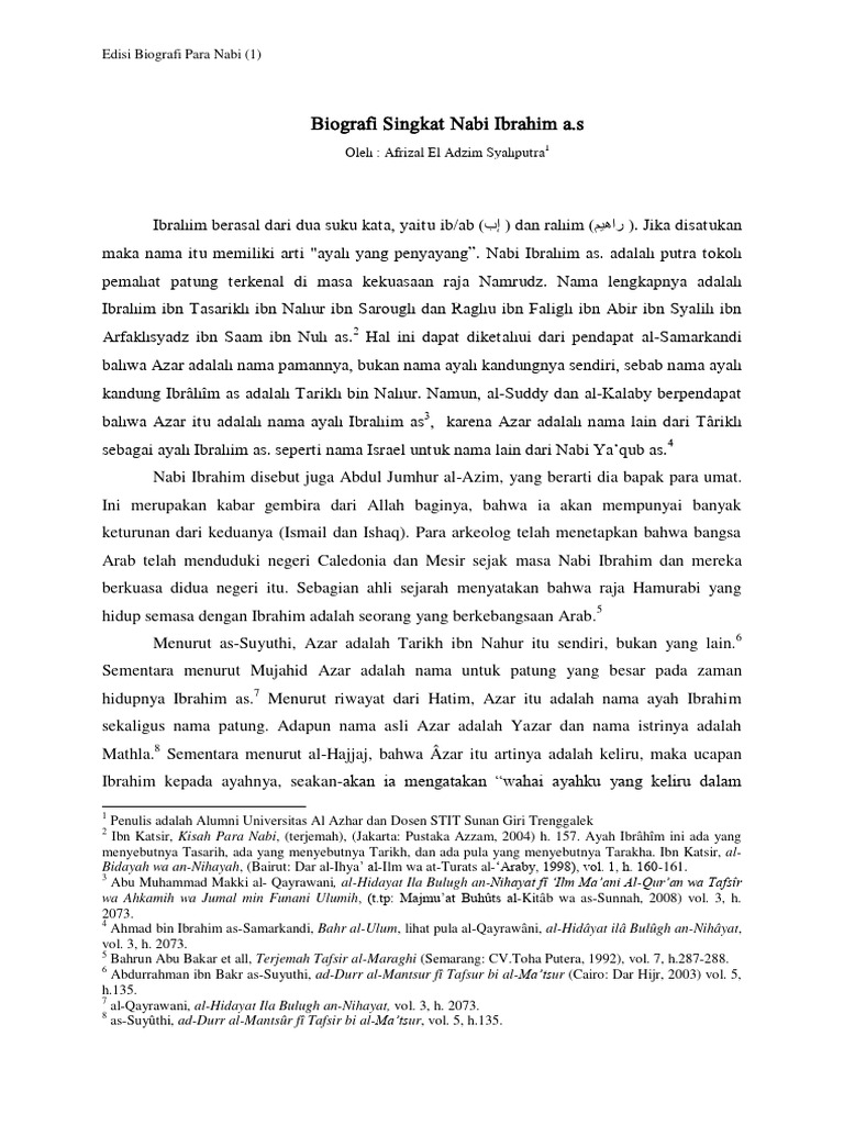 Biografi Singkat Nabi Ibrahim A S | PDF Biografi Singkat Nabi Ibrahim A S | PDF