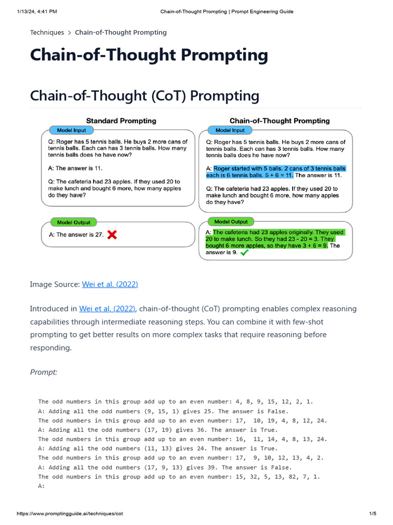 Chain-Of-Thought Prompting - Prompt Engineering Guide | PDF