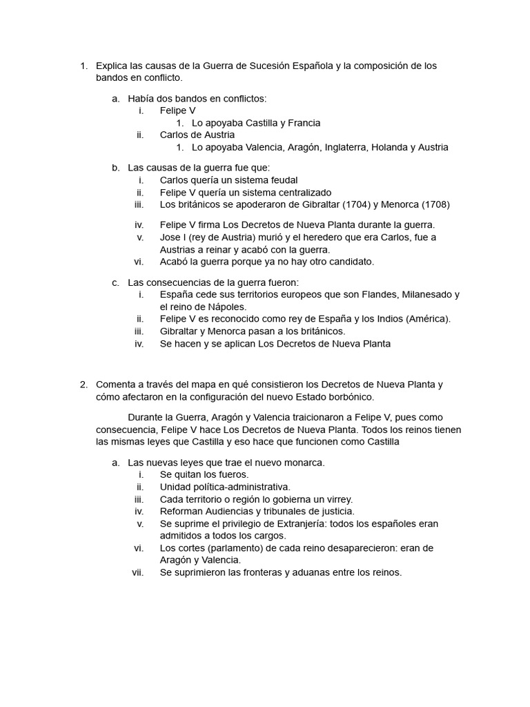 Guerra de Sucesión y Reformas Borbónicas | PDF | Imperio español