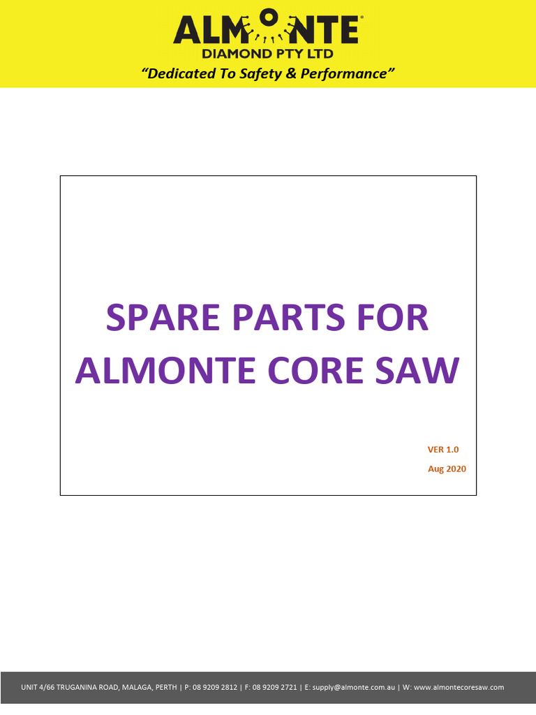 Almonte Core Saw Spare Parts List | PDF | Switch | Vehicle Technology
