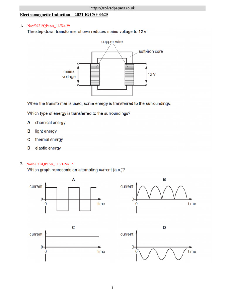 2021 N Electromagnetic Induction Igcse 0625 Pdf