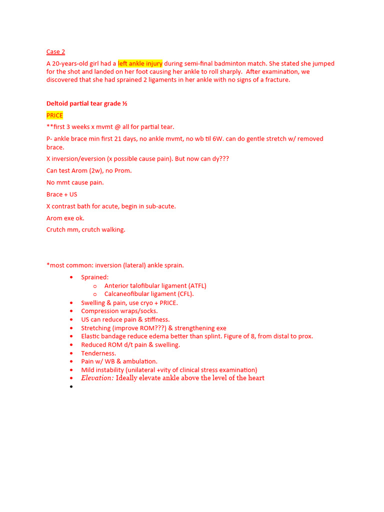 PTMSK Case Write Up Example 2 | PDF | Ankle | Anatomical Terms Of Motion