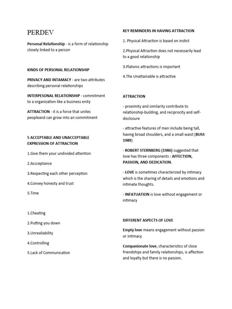 PERDEV REVIEWER WPS Office | Download Free PDF | Family | Intimate Relationships