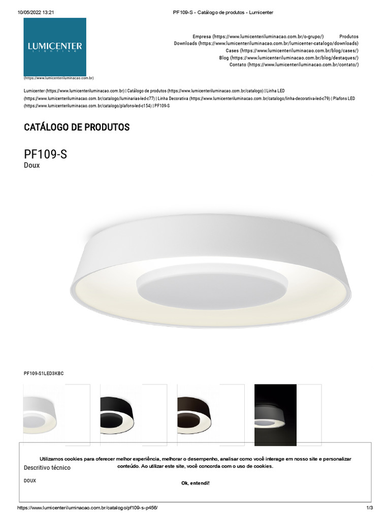 PF109-S - Catálogo de Produtos - Lumicenter | PDF