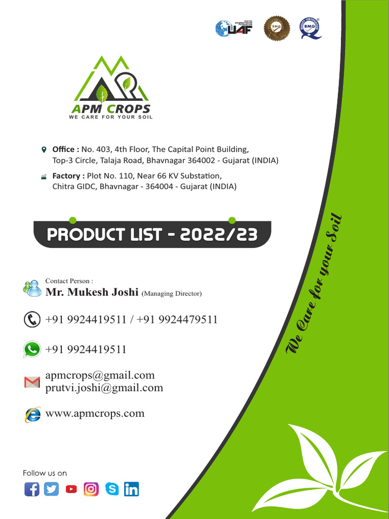 APM Product List 2022-23 Final | PDF | Chemistry | Chemical Substances