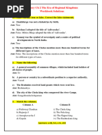 CBSE Class 7 History Worksheet (8) - New Kings and Kingdoms | PDF