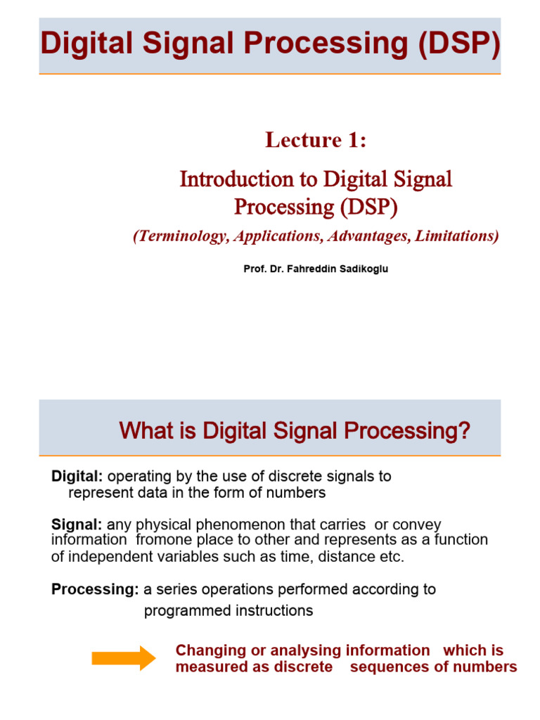 1-Applications of DSP | PDF | Digital Signal Processing | Analog To ...
