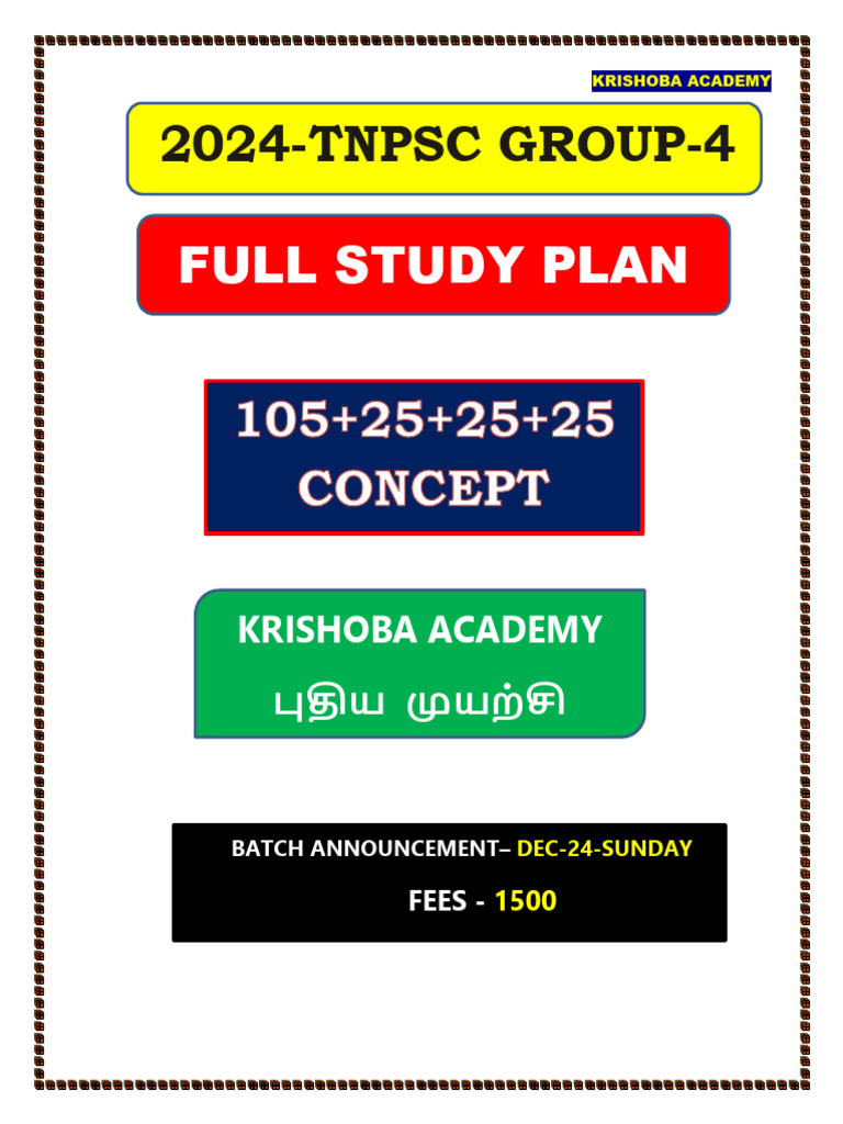 2024 Group-4 Batch Study Plan | PDF