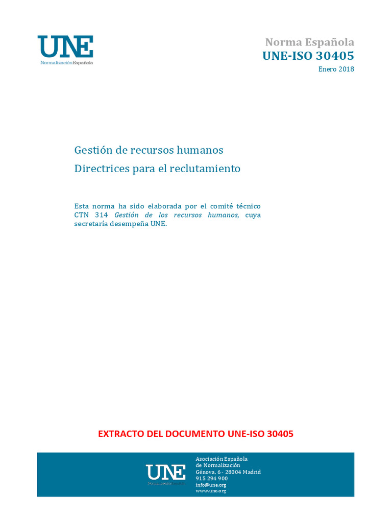 (EX)UNE-ISO_30405=2018 | PDF | Reclutamiento | Gestión de recursos humanos