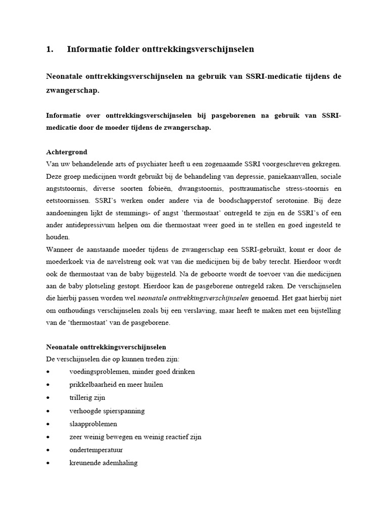 Informatie Folder Onttrekkingsverschijnselen | PDF