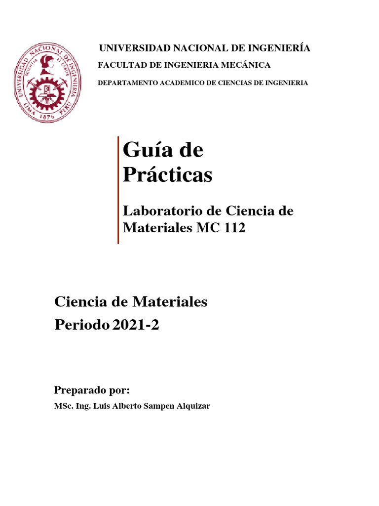 Guia de Laboratorio MC112 | PDF | Dureza | Ultrasonido