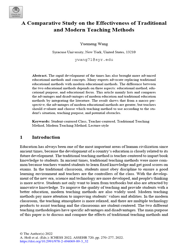 Traditional vs. Modern Teaching Methods | PDF