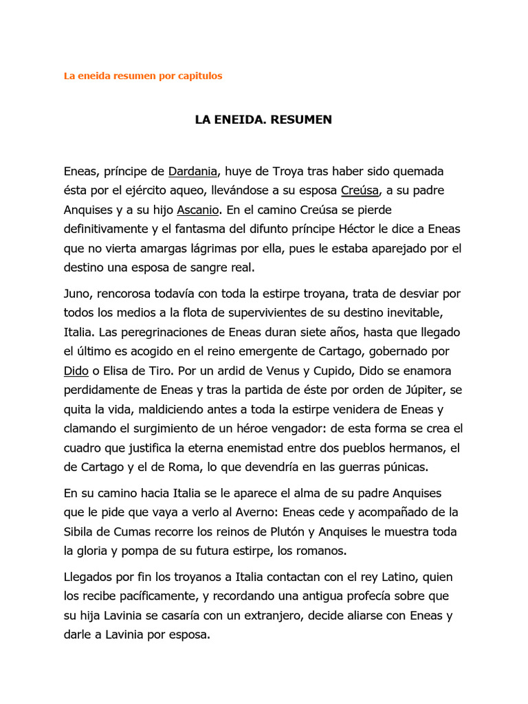 La Eneida - Resumen | PDF