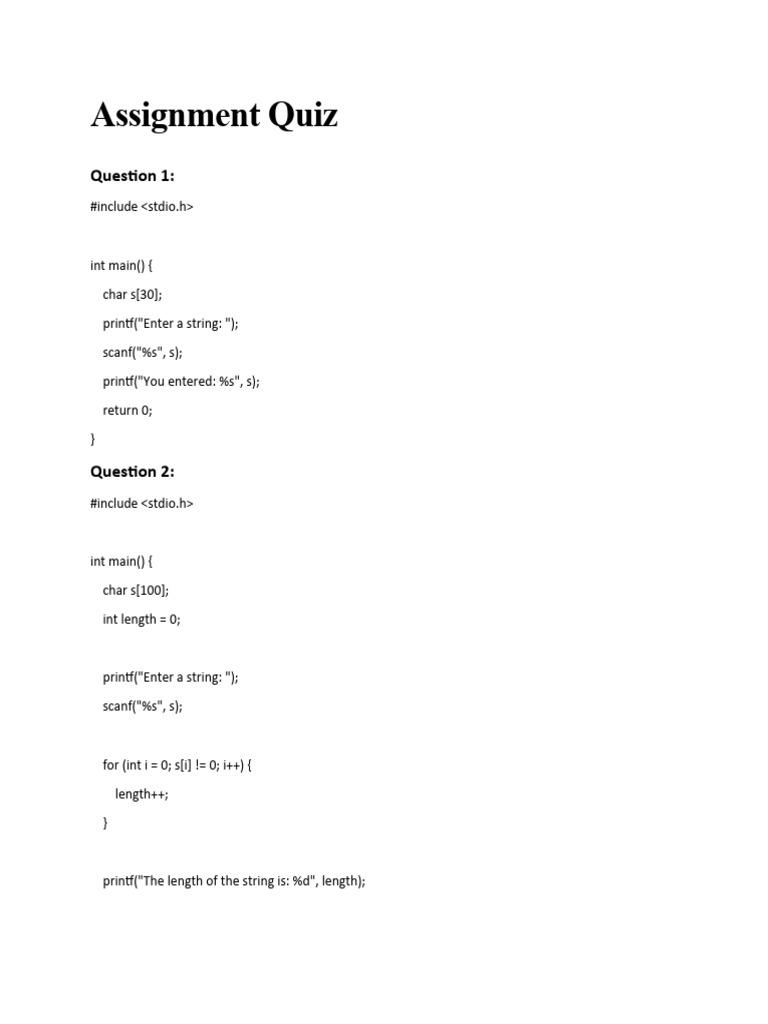 Assignment Quiz | Download Free PDF | Computer Engineering | Computer Programming