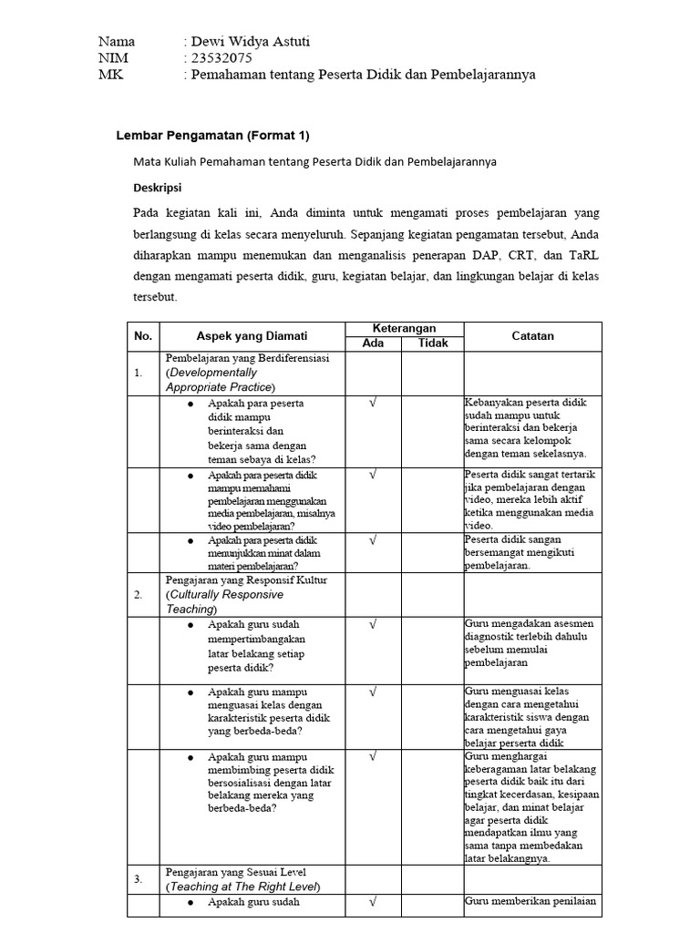 01.02.3-T1-6 Elaborasi Pemahaman (Pemahaman Peserta Didik) | PDF
