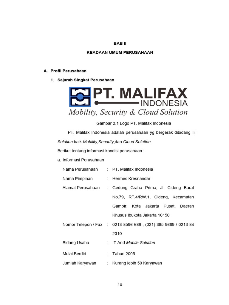 Bab Ii Keadaan Umum Perusahaan Ok | PDF