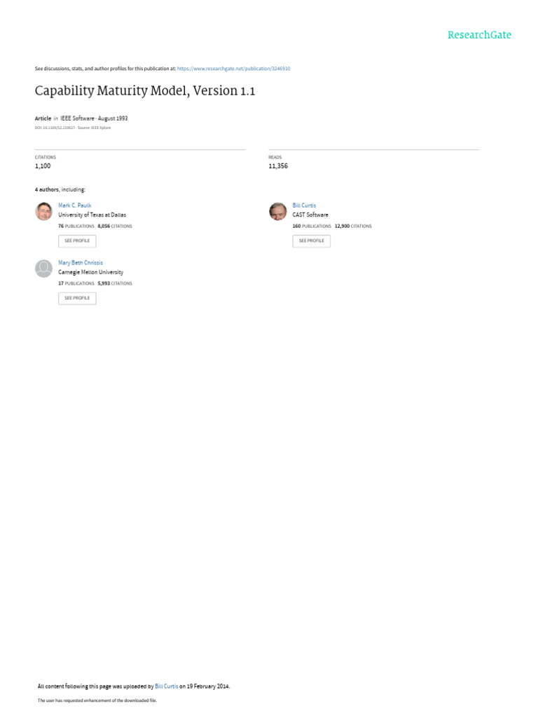 Capability Maturity Model, Version 1.1 | PDF | Software Development Process | Software Engineering