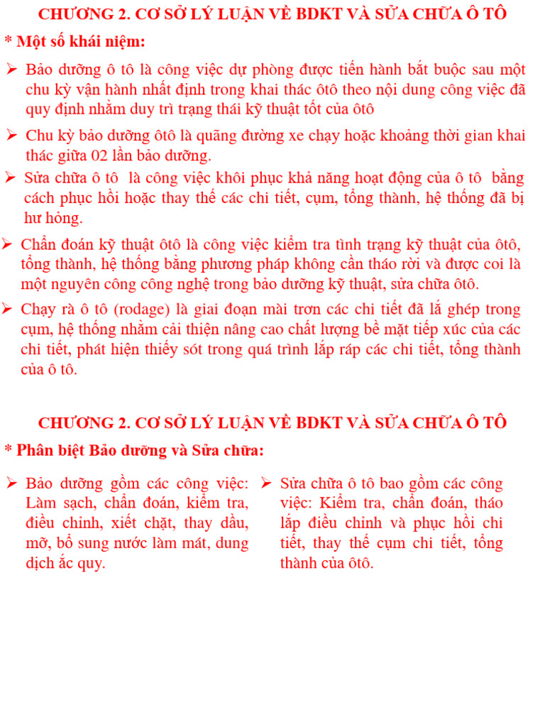 Ch 2 - cơ Sở Lý Luận Về Bdkt&Sc ô Tô | PDF