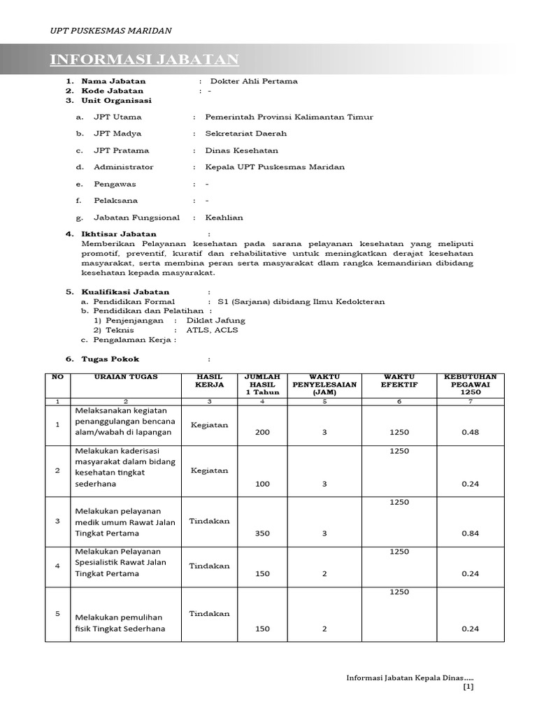 Anjab Dokter 2024 | PDF